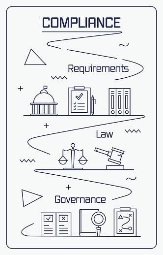 규정 준수 인포그래픽 디자인은 편집 가능하며 색상을 변경할 수 있습니다 흰색 배경의 경로를 따르는 준비되고 세련된 디자인 아이콘