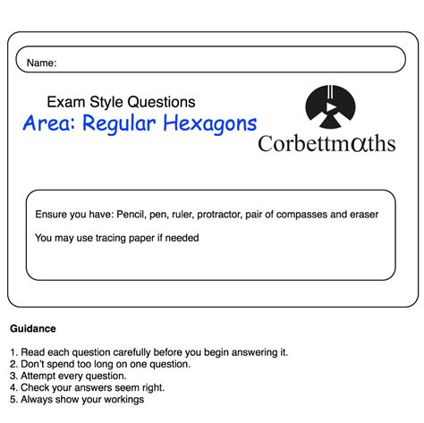 Area Of A Hexagon Practice Questions Corbettmaths
