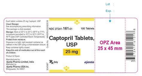 Captopril Tablets Package Insert Prescribing Information