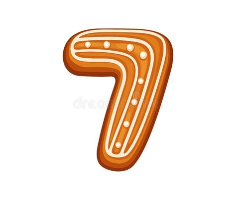 Christmas Gingerbread Math Number Seven With Icing Stock Vector Illustration Of Typography