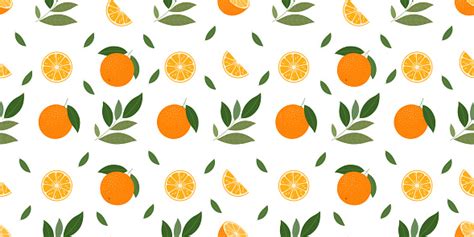 흰색에 오렌지와 나뭇잎이 있는 감귤류 매끄러운 패턴 벡터 그림입니다 0명에 대한 스톡 벡터 아트 및 기타 이미지 0명 감귤 감귤류 과일 Istock