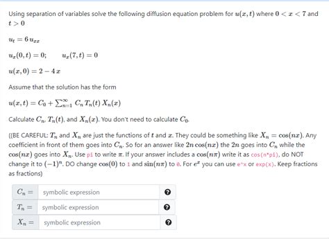 Solved Using Separation Of Variables Solve The Following Chegg