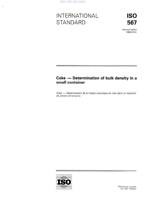 ISO 567 1995 Coke Determination Of Bulk Density In A Small Container