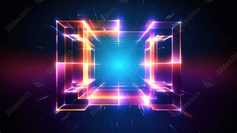 Bokeh And Glowing Light Trails Create A Square Frame In This Abstract 3d Illustration Powerpoint