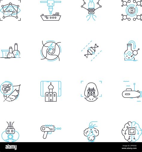 Automation Science Linear Icons Set Robotics Cybernetics Mechatronics Control Sensors