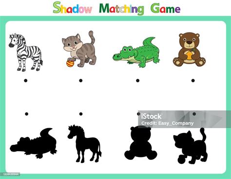 다른 모양의 그림자를 학습하기위한 벡터 그림입니다 어린이를위한 마녀 4 만화 이미지 얼룩말 고양이 악어 곰 그림자에 대한 스톡 벡터 아트 및 기타 이미지 Istock