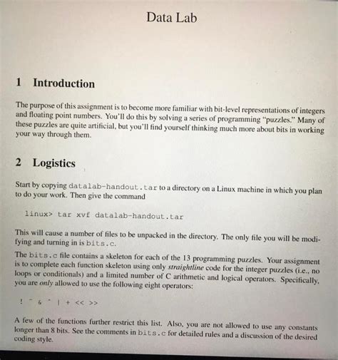 Solved Data Lab Introduction The Purpose Of This Chegg