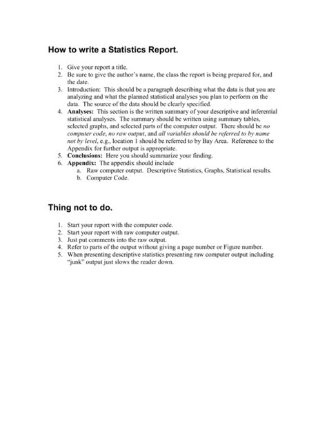 Statistics Report Writing Guide
