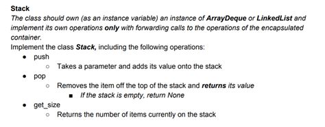 Solved Stack The Class Should Own As An Instance Variable