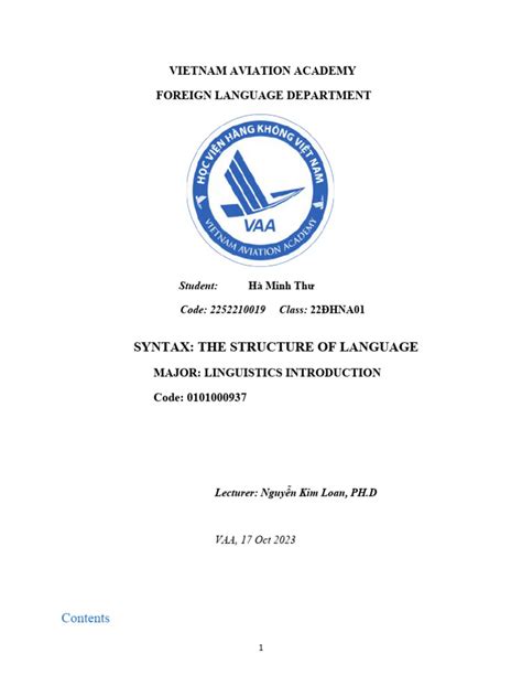 Syntax Paper 1 Pdf Syntax Part Of Speech