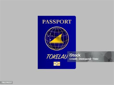 생체 인식 디지털 데이터 칩 사실적인 파란색 표지 아이콘 로고 광고 오세아니아 섬 Tokelau의 국기를 가진 브랜드에 대한 벡터 일러스트레이션을 갖춘 국제 여권 가정