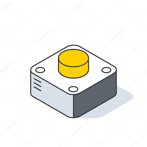 Outline Button 3d Isometric Vector Web Icon Contour Style Creative Illustration Idea