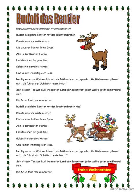 Rudolf das Rentier Deutsch DAF Arbeitsblätter pdf doc