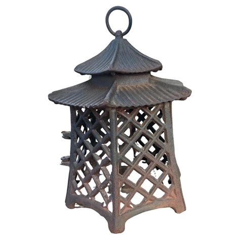 Japanese Old Vintage Hand Cast Double Pagoda Garden Lighting Lantern