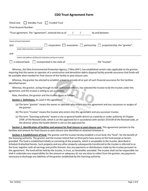 Ohio Cdd Trust Agreement Form Fill Out Sign Online And Download Pdf Templateroller
