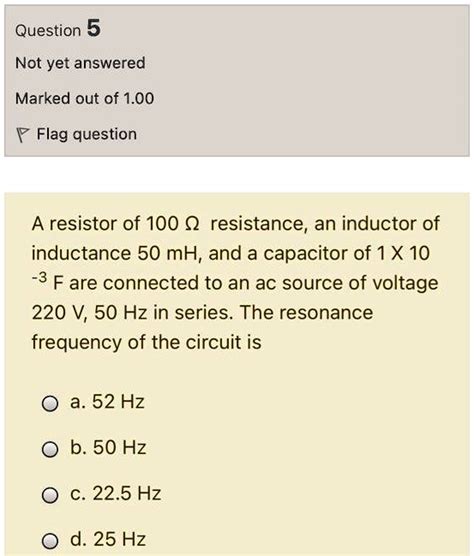 SOLVED Question Not Yet Answered Marked Out Of Flag Question A Resistor Of Q