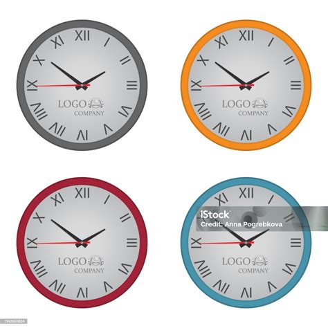 로마 숫자와 색상 벽 시계디자인에 대 한 벡터 템플릿 세트 0명에 대한 스톡 벡터 아트 및 기타 이미지 0명 2 3차원 형태 Istock