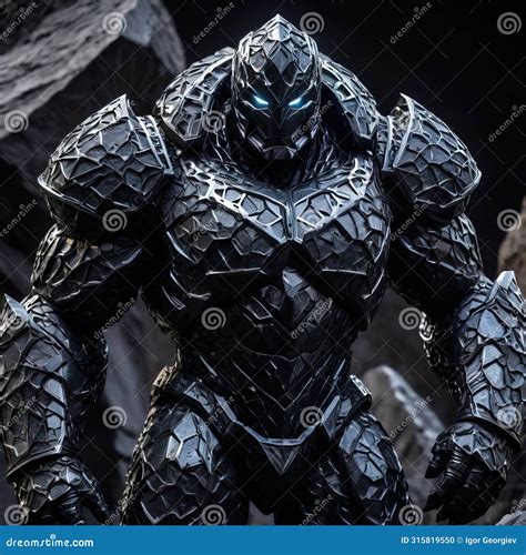 Obsidian Golem Is A Living Statue Carved From Dark Volcanic Rock Stock Illustration