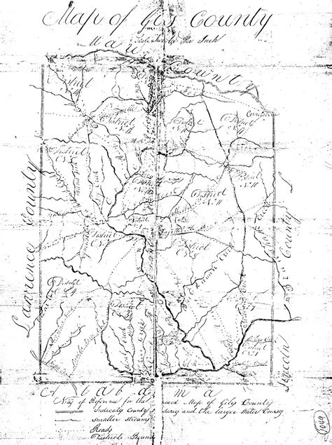 1836 Civil Districts Map And Descriptions Giles County Tennessee