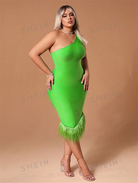 Shein Sxy New Years Plus Size One Shoulder Elegant Bandage Prom Dress