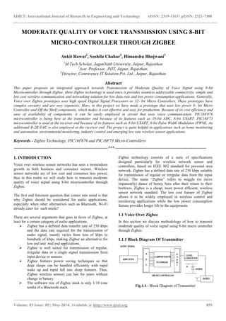 Moderate Quality Of Voice Transmission Using 8 Bit Micro Controller
