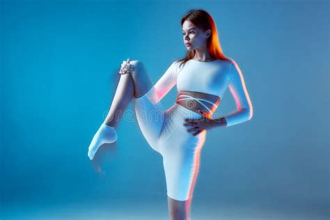 Beautiful Flexible Girl Dancing Isolated Figure Of Sporty Girl In