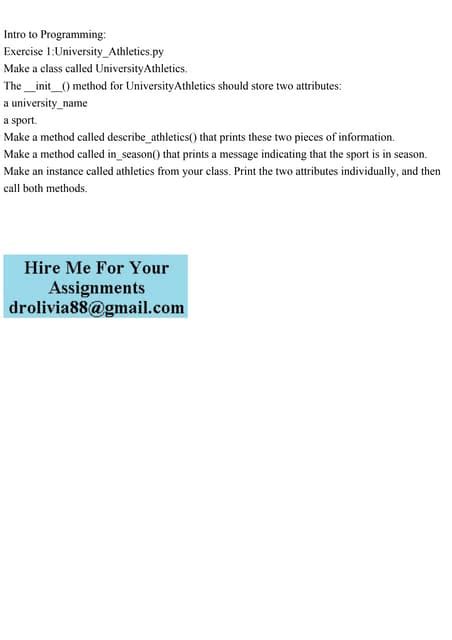 Intro To Programmingexercise 1universityathleticspymake A Clpdf