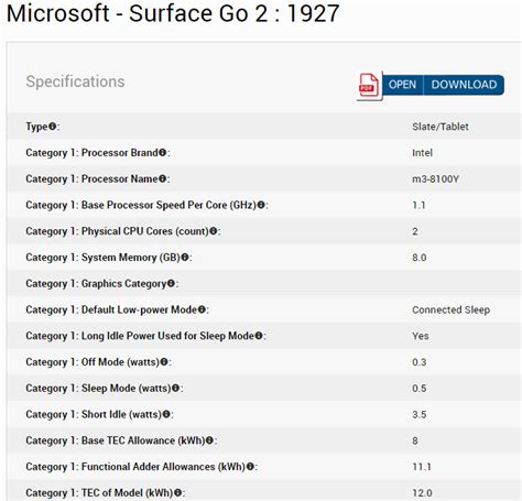 Surface Go 2 Specs Revealed By Energy Star Certification Filing Neowin