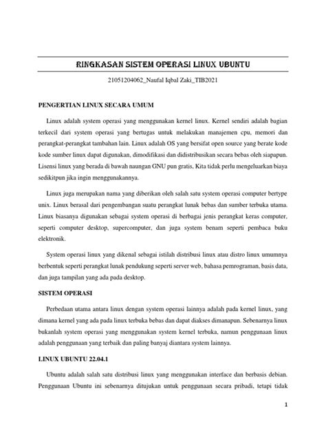 Ringkasan Sistem Operasi Linux Ubuntu Pdf