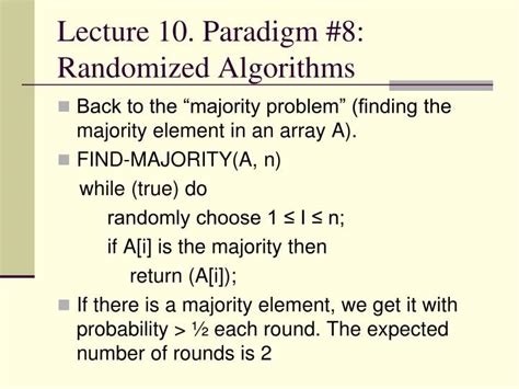 Ppt Lecture 10 Paradigm 8 Randomized Algorithms Powerpoint
