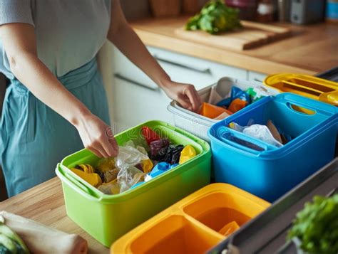 Individual Sorting Recyclable Materials Home Sustainability Stock