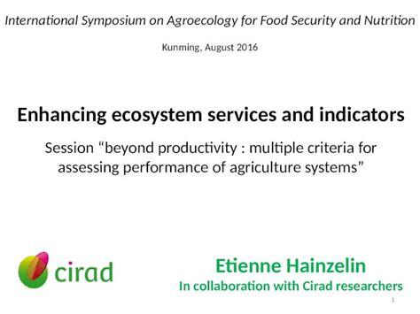 Pptx Enhancing Ecosystem Services And Indicators Dokumen Tips