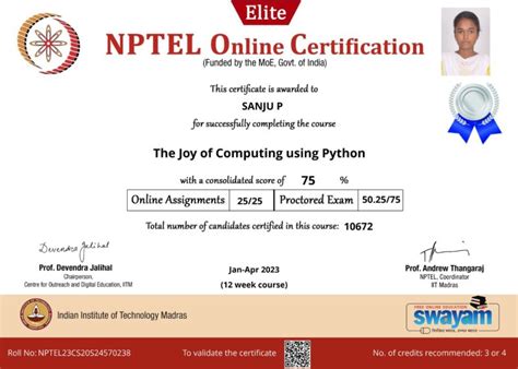 I Have Successfully Completed The Course Joy Of Computing Python