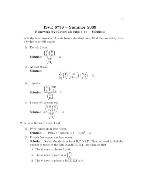 Statistical Methods Solutions For Assignment 2 Isye 6739 Docsity