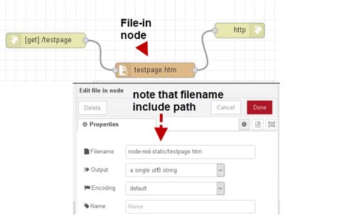 node red web server in and response nodes