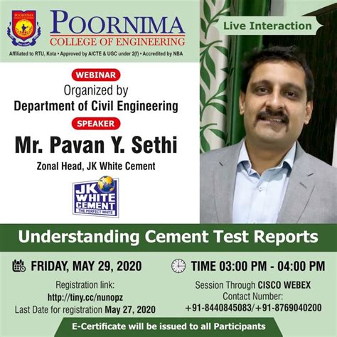 Poornima College Of Engineering On Linkedin Civilengineering Pce Cement Webinars