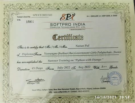 Nutan Pal On Linkedin I Completed My Two Month Internship On Python