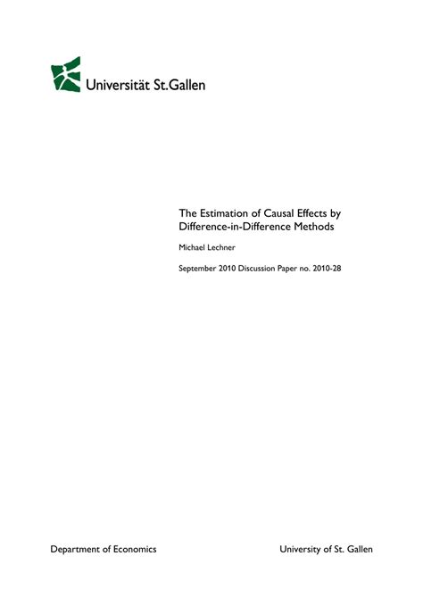 Pdf The Estimation Of Causal Effects By Difference In Difference Methodsestimation Of Spatial
