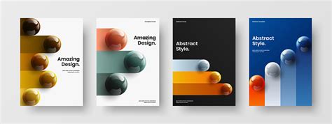 클린 커버 벡터 디자인 레이아웃 컬렉션 창조적 인 사실적 구법인 브로셔 일러스트 레이션 세트 A4 용지에 대한 스톡 벡터 아트