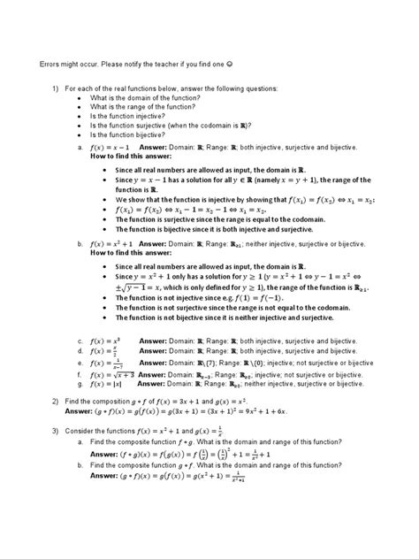 Exercises Real Functions With Answers Pdf Function Mathematics Logarithm