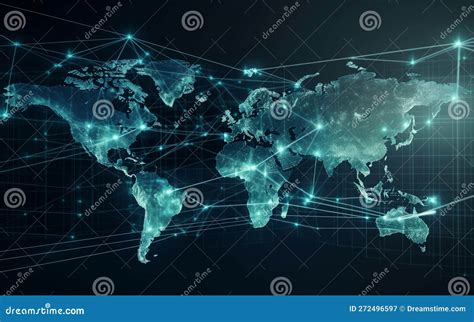 Communication Technology Global Internet Network Telecommunication Data Transfer World Map