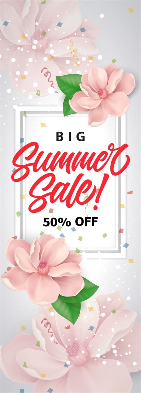 꽃 큰 여름 판매 배너 Eps Uidownload