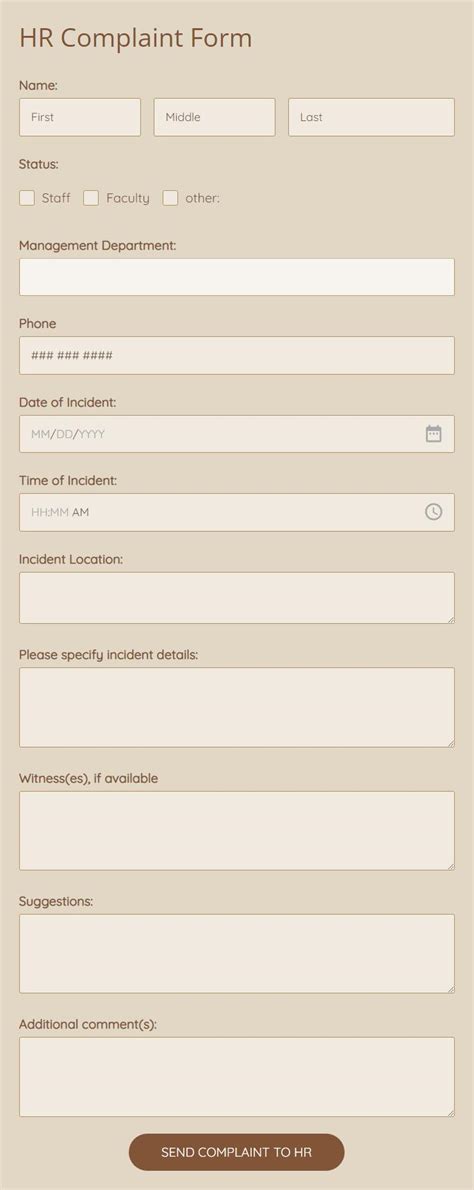Free Employee Complaint Form Template 123 Form Builder