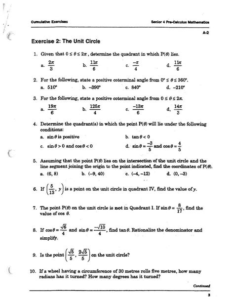 Pre Cal 40s Fall 06 Homework Exercises 1 And 2