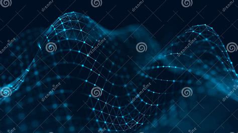 Futuristic Abstract Mesh Wave With The Connection Of Luminous Points And Lines 3d Rendering
