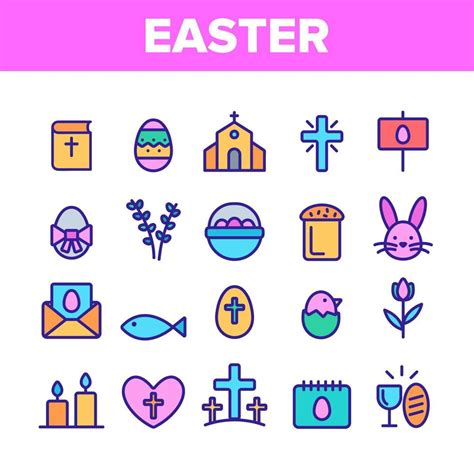 Collection Happy Easter Elements Vector Icons Set 9951022 Vector Art At Vecteezy