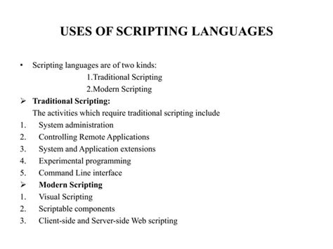 Uses For Scripting Languagesweb Scripting In Perl Ppt