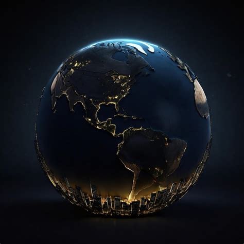 Premium Photo Earth Hour Conceptual 3D Render Realistic Darkened