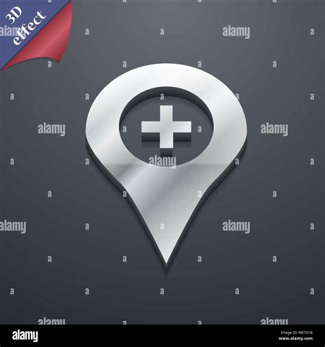 Plus Map Pointer GPS Location Icon Symbol D Style Trendy Modern Design With Space For Your