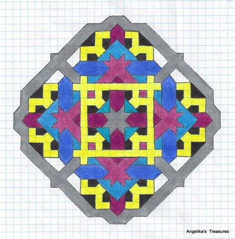 Angelikas Treasures 5 Diamonds Paper Art Graph Paper Art Drawing Geometrisches Zeichnen